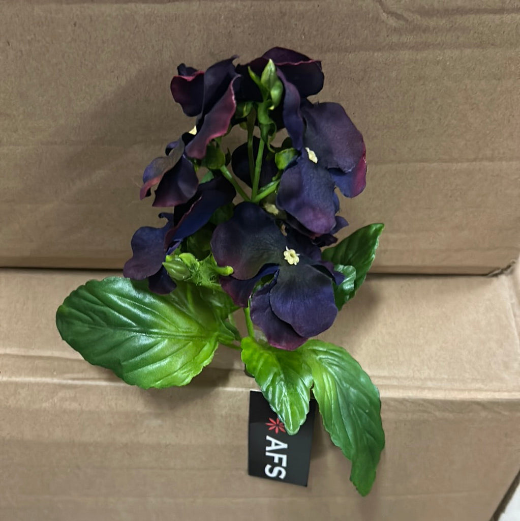 Small Pansy Flower Spray x 24cm - Deep Purple — Artificial Floral Supplies