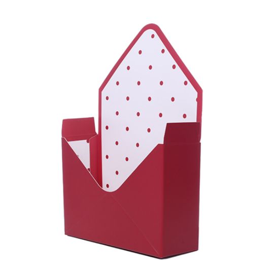 Cardboard Envelope Flower Box Width 23cm - Pack of 10 - Red/White Polk ...