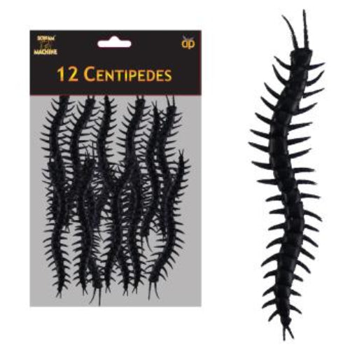 12 Black Creepy Centipedes — Artificial Floral Supplies