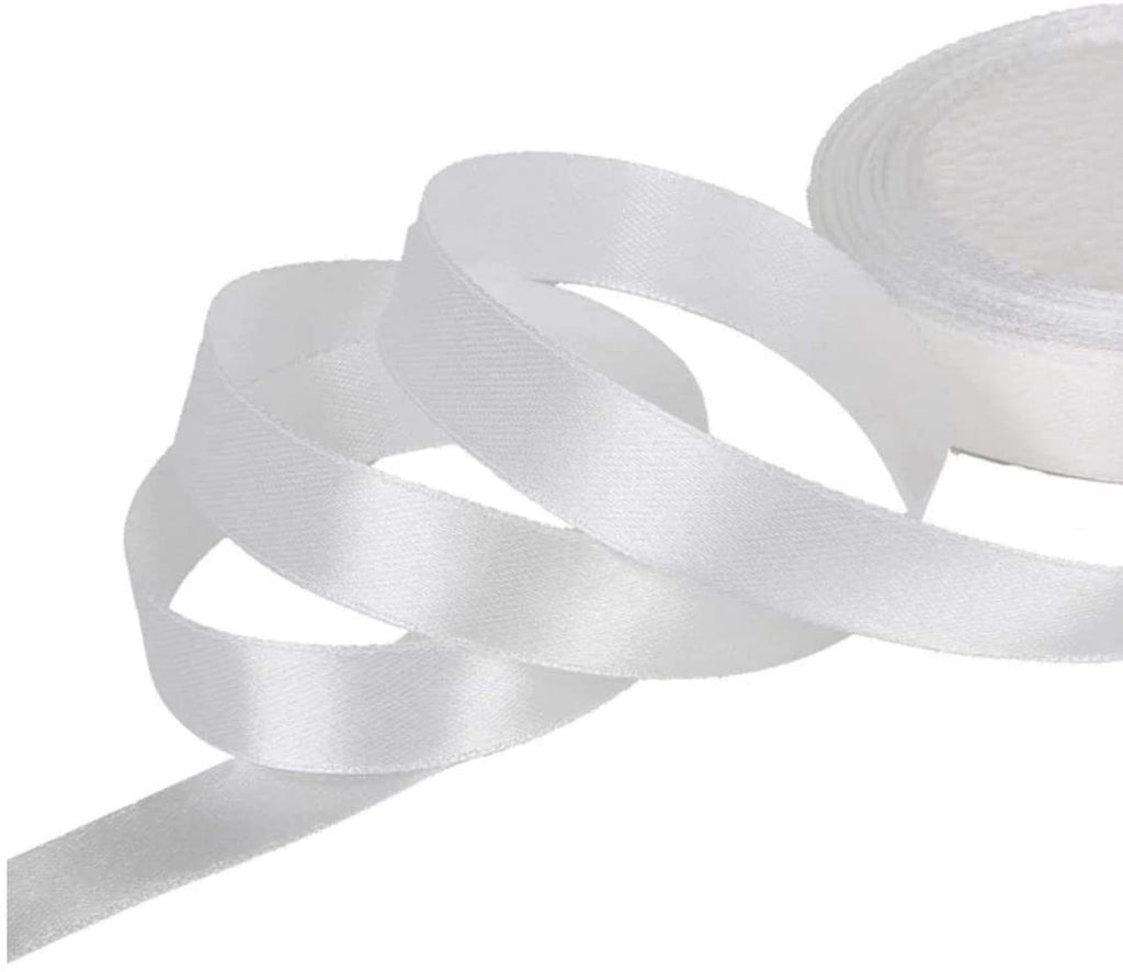 38mm x 20m Double Faced White Satin Ribbon — Artificial Floral Supplies