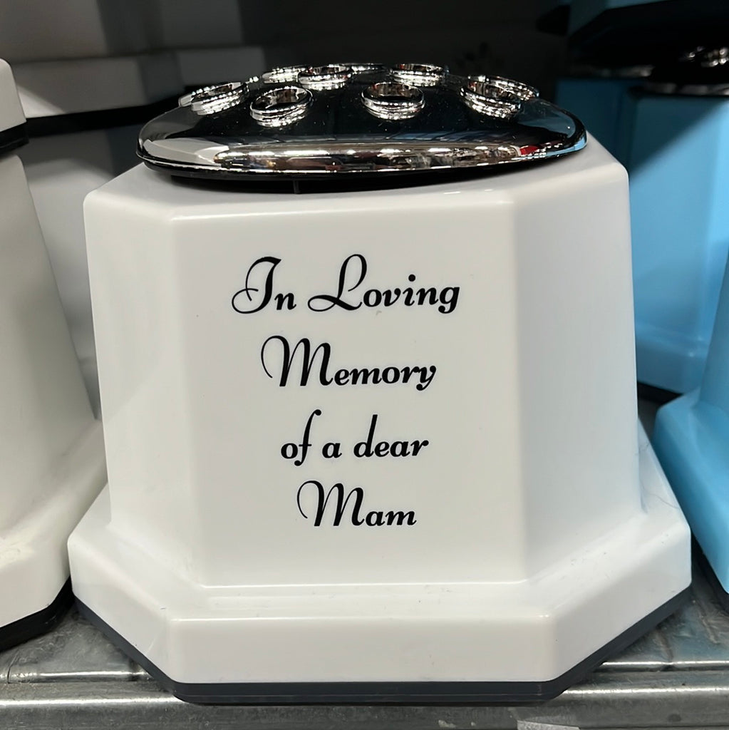 White Memorial Grave Pot - In Loving Memory of a dear MAM — Artificial ...