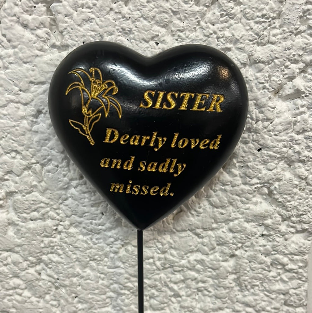 Black & Gold Lily Heart Stick - Sister — Artificial Floral Supplies