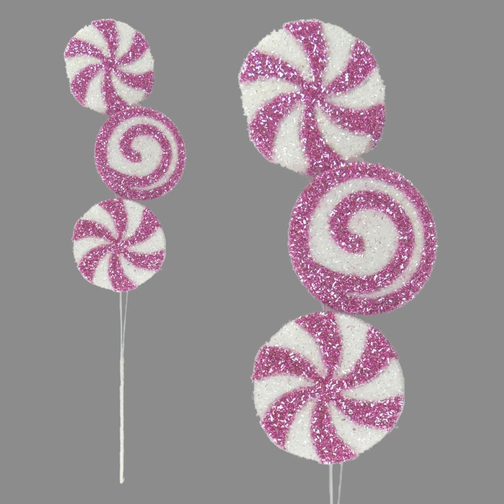71cm Tall Pink Candy Cane Pick — Artificial Floral Supplies
