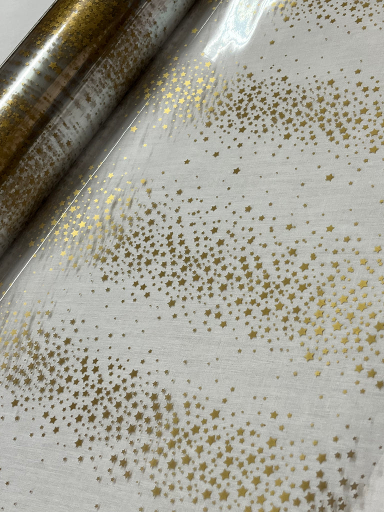 80cm x 80m Cellophane - Gold Mini Star — Artificial Floral Supplies
