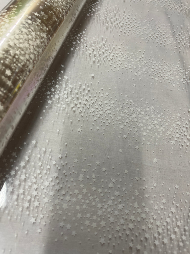 80cm x 80m Cellophane - White Mini Star — Artificial Floral Supplies