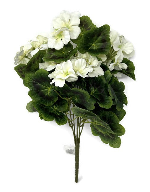 9 Stem Geranium Flower Bush - Cream — Artificial Floral Supplies