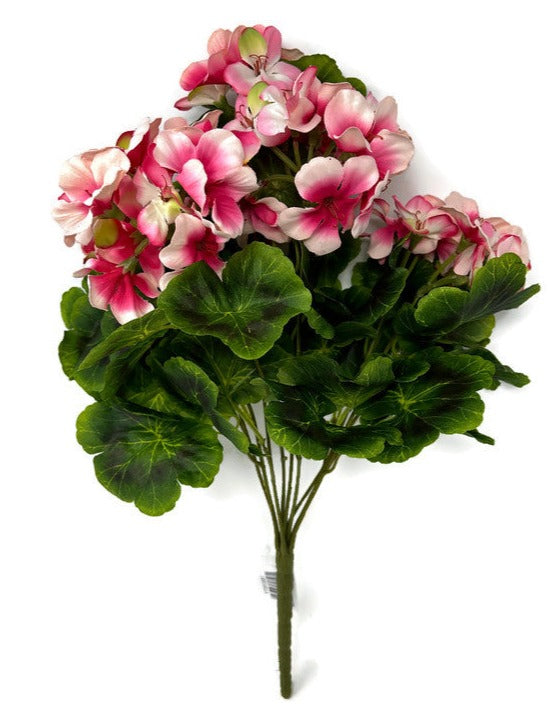 9 Stem Geranium Flower Bush - Pink — Artificial Floral Supplies
