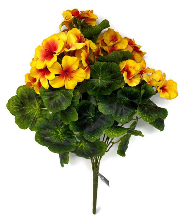 9 Stem Geranium Flower Bush - Yellow — Artificial Floral Supplies