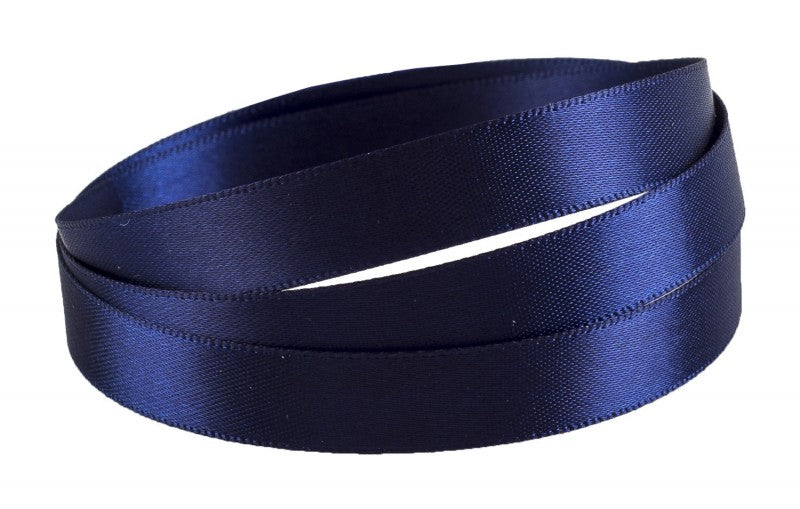10mm x 20m Double Faced Navy Satin Ribbon — Artificial Floral Supplies