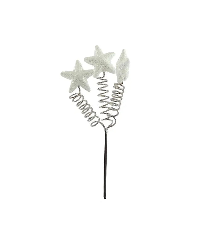 Frosted White Star Pick - 16cm tall — Artificial Floral Supplies