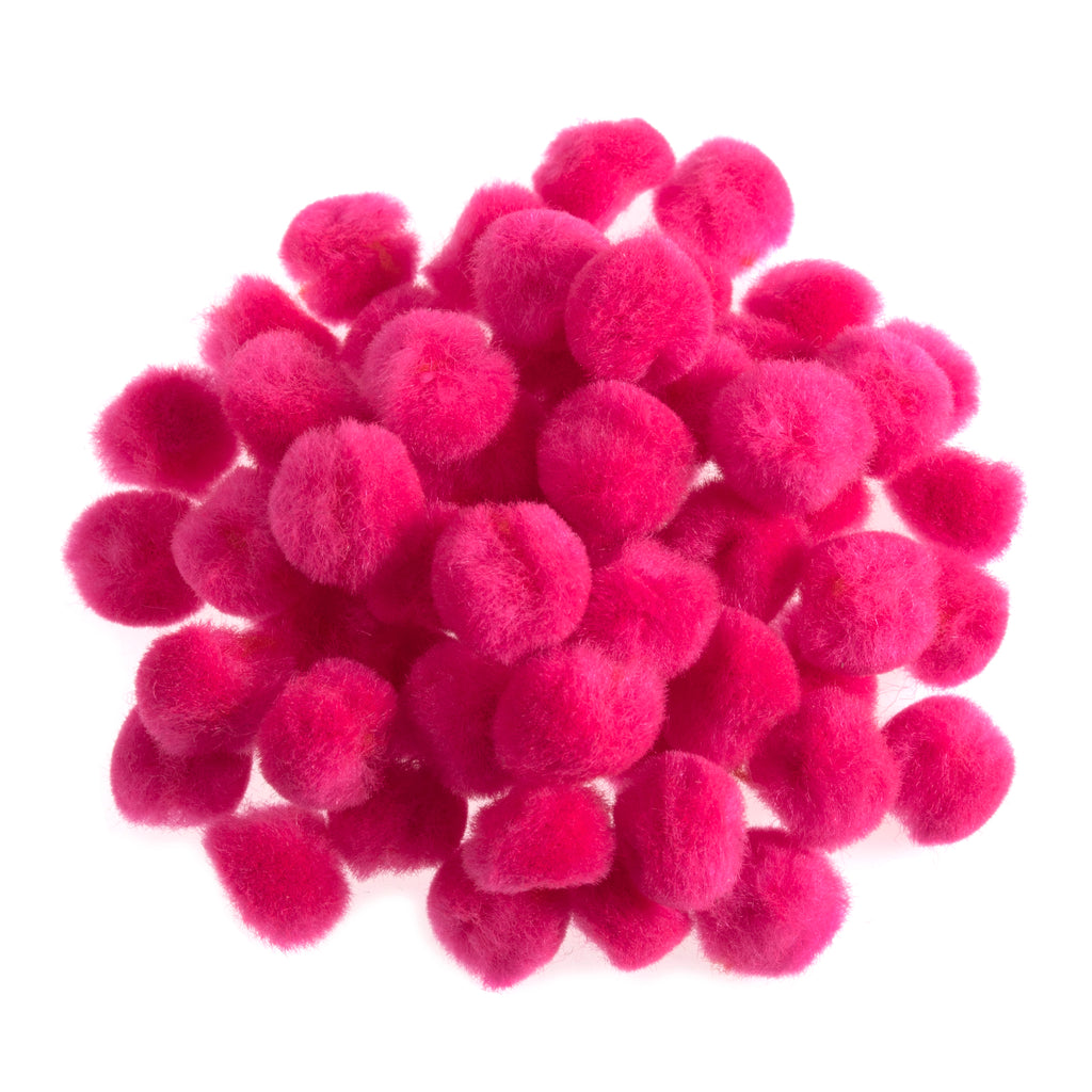 Pom Poms 1.2cm Pack Of 100 - Bright Pink — Artificial Floral Supplies