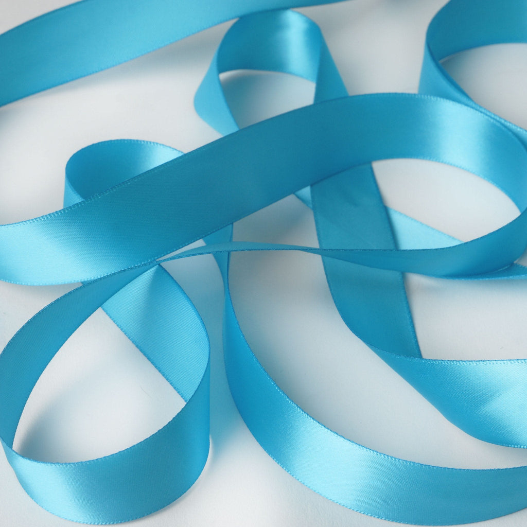 10mm x 20m Double Faced Turquoise Satin Ribbon — Artificial Floral Supplies