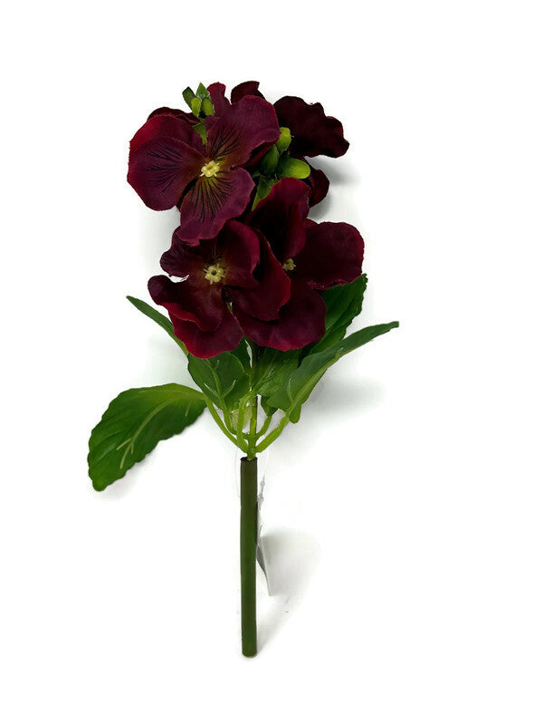 Small Pansy Flower Spray x 24cm - Claret — Artificial Floral Supplies