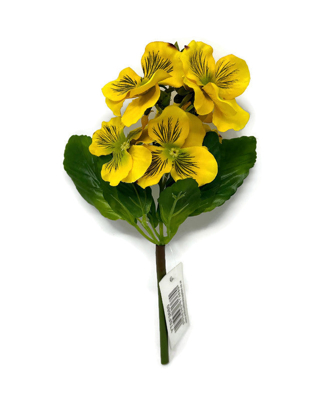Small Pansy Flower Spray x 24cm - Yellow — Artificial Floral Supplies