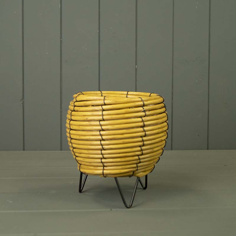 Bulbous Rattan Pot with Legs — Artificial Floral Supplies