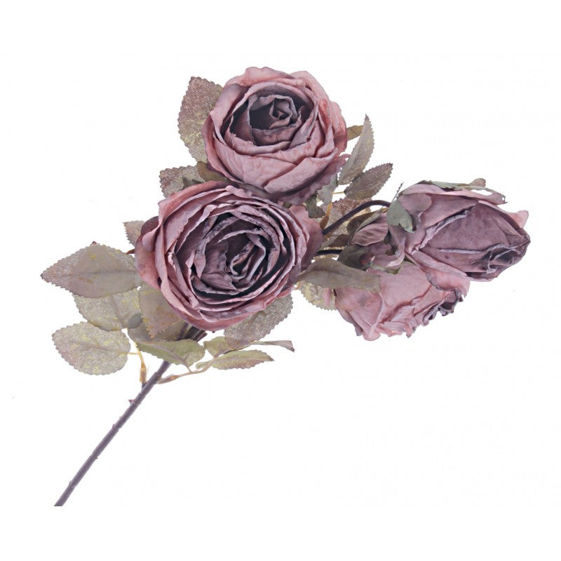 Artificial Dried-Style Rose Spray - Mauve (4 heads, 54cm long ...