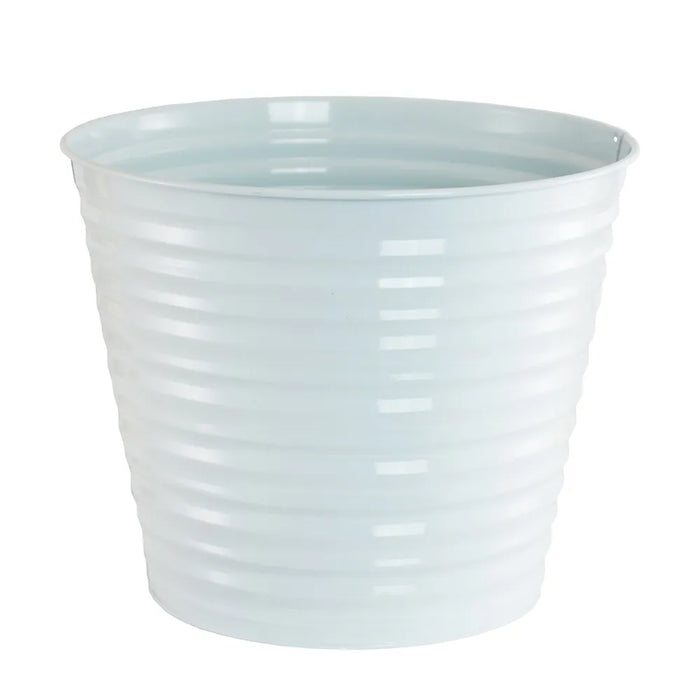 Zinc White Bucket Ribbed 20.5cm — Artificial Floral Supplies