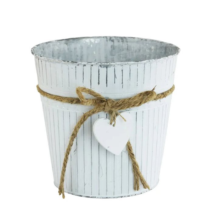 White Washed Bucket Rope with Heart detail — Artificial Floral Supplies