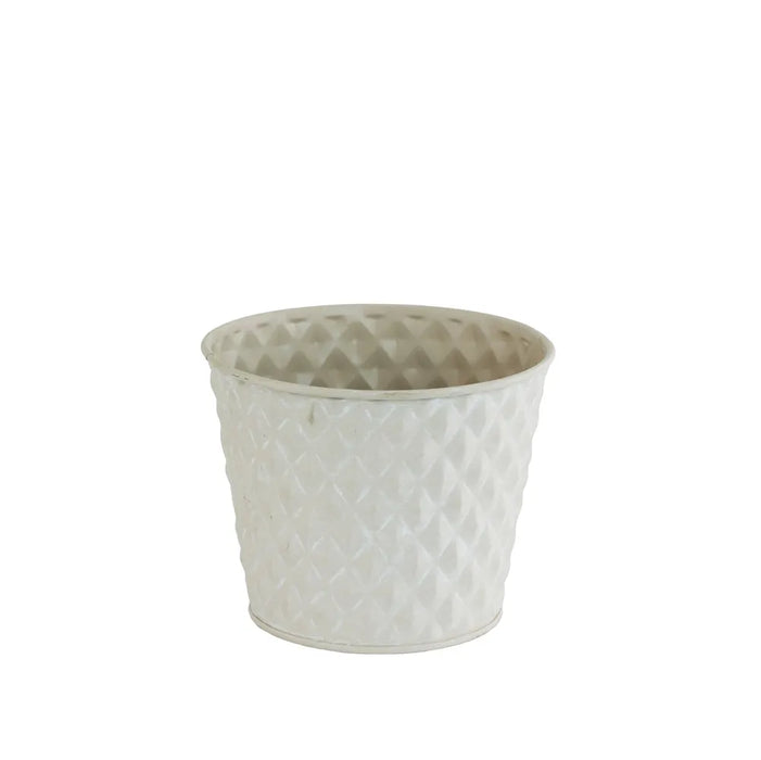 Zinc diamond patterned cream bucket — Artificial Floral Supplies
