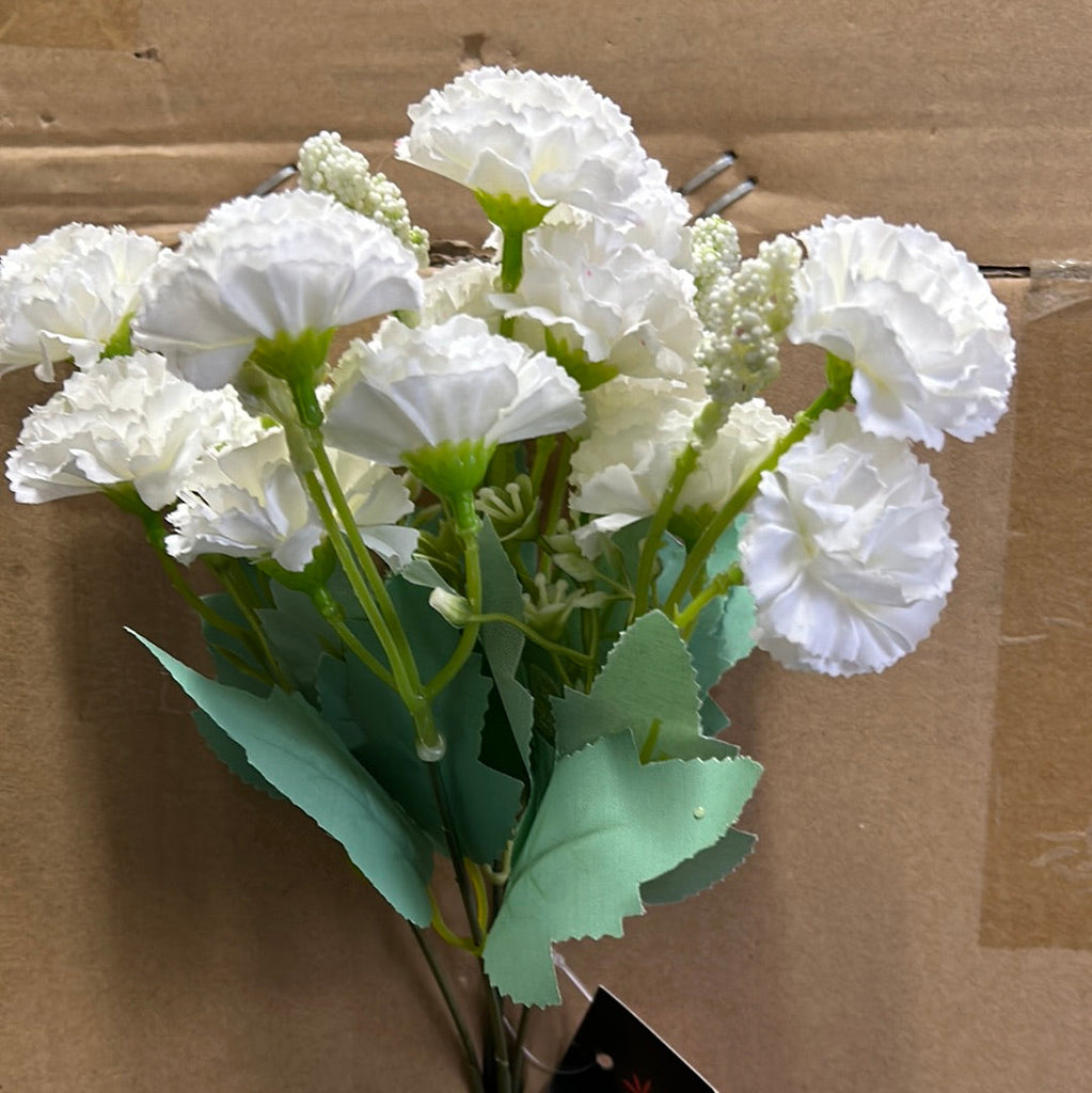 Mini Carnation & Gypsophila Bush x 30cm - Ivory — Artificial Floral ...