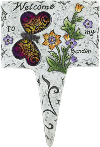 Cement Label x 24cm - Welcome to my Garden — Artificial Floral Supplies