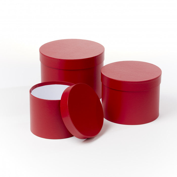 Symphony Lined Hat Boxes - Set of 3 - Red Matte Finish — Artificial ...