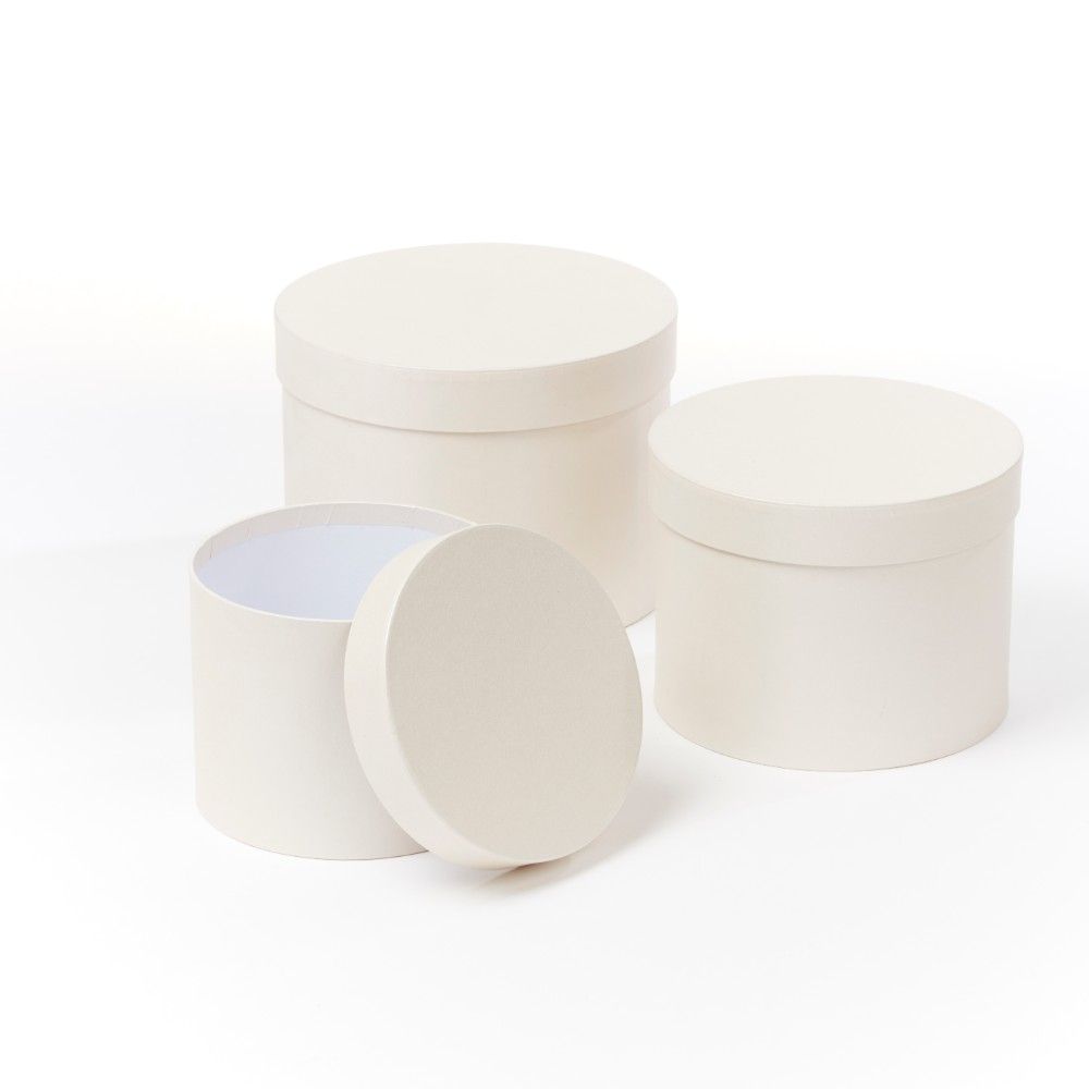 Symphony Lined Hat Boxes - Set of 3 - Pearly Cream Finish 41-00765 ...