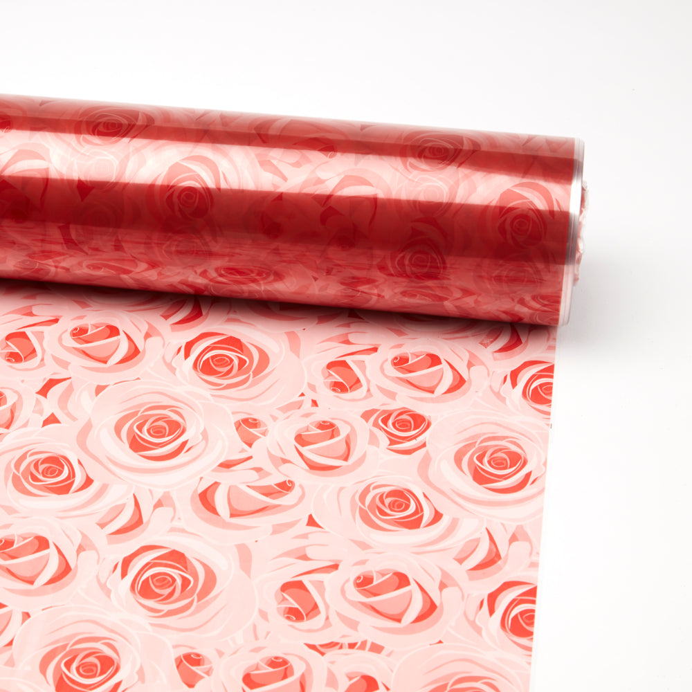 80cm width Abundance of Red Roses Cellophane X 100M — Artificial Floral ...