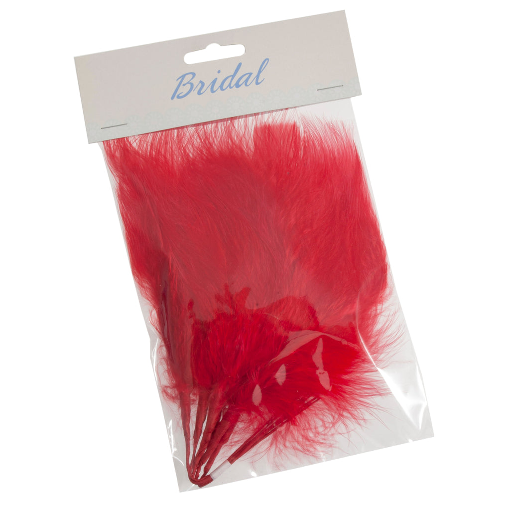 Fluffy Feathers x 6 Stems - Red — Artificial Floral Supplies