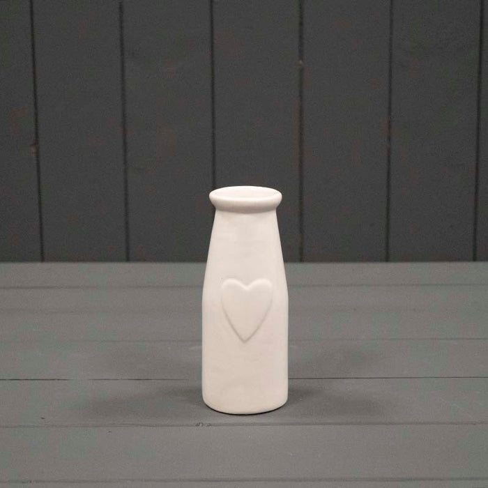 Cream Ceramic Heart Vase x 14.5cm — Artificial Floral Supplies