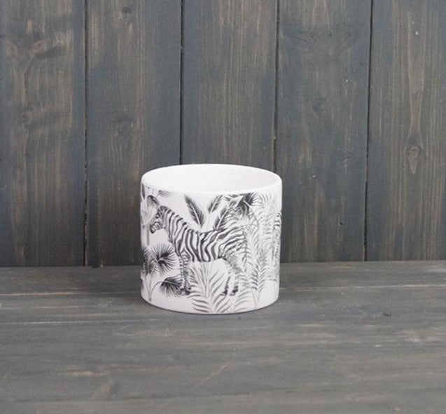 Zebra Ceramic Pot - 12cm x 10.5cm — Artificial Floral Supplies