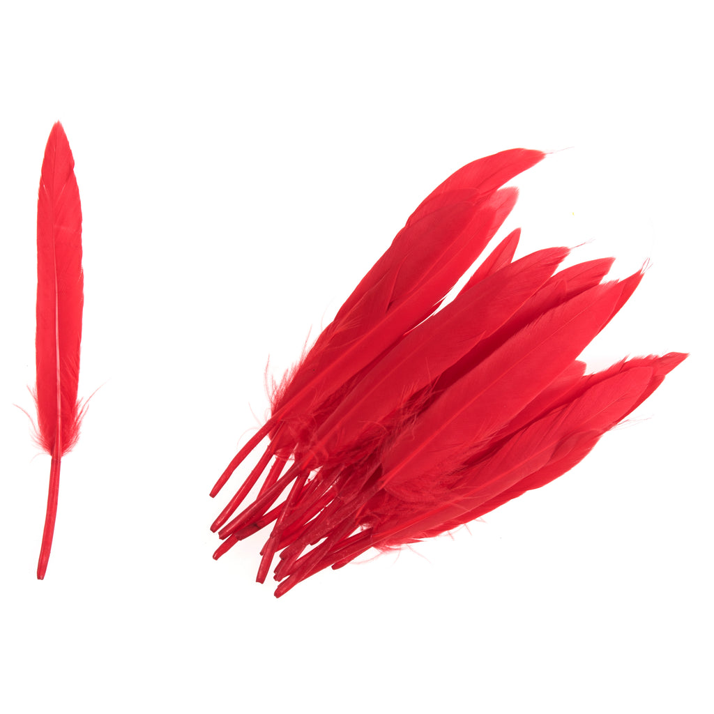Pack of 24 Duck Feathers - Red — Artificial Floral Supplies