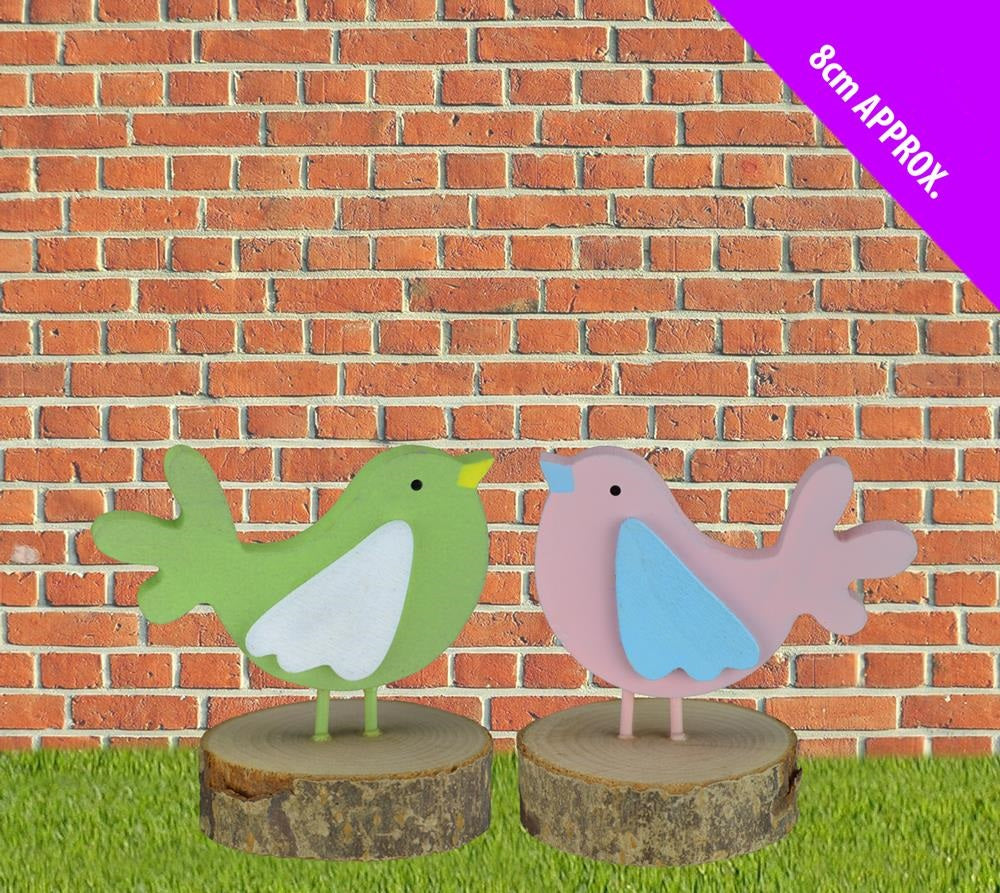 Single Wooden Bird on a Log x 8cm - Colour at Random — Artificial ...