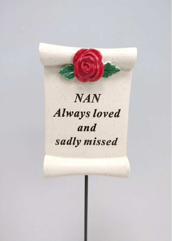 Red Rose Scroll Stick - Nan — Artificial Floral Supplies