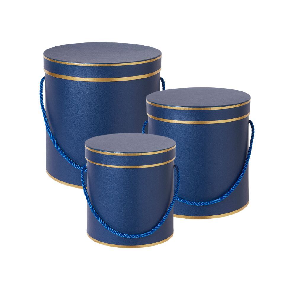 Set of 3 Hamilton Lined Hat Boxes - Navy — Artificial Floral Supplies