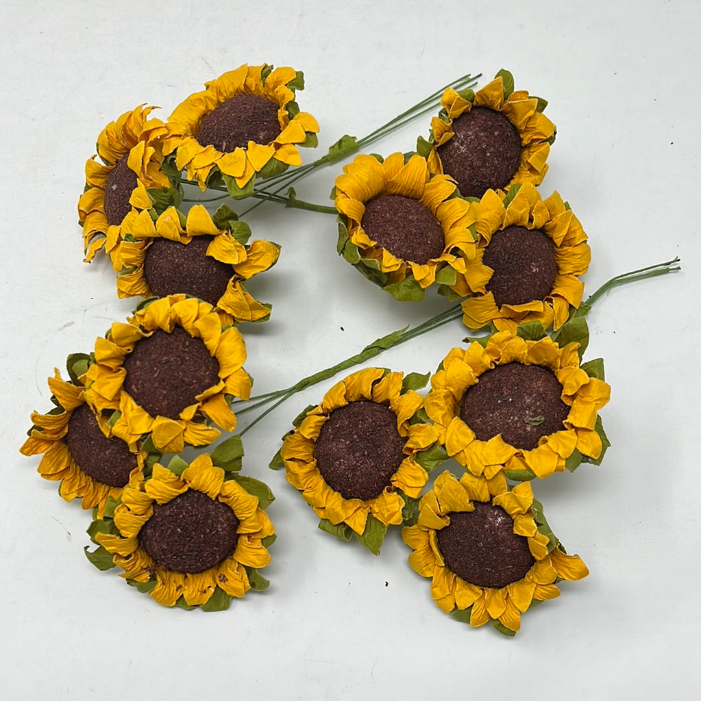 4 bunches of Sunflower Stems with 3 heads - 5.2cm heads — Artificial ...
